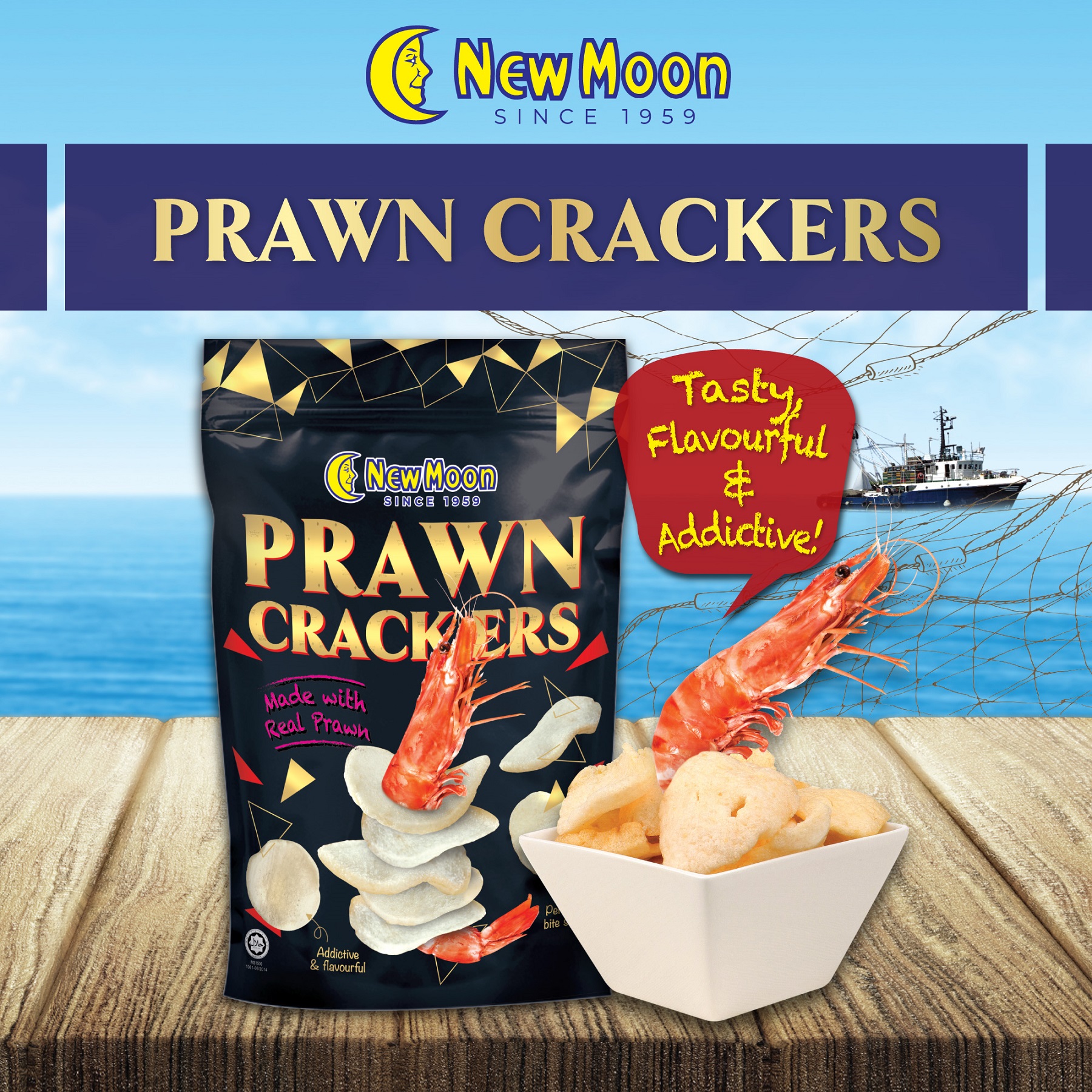 New Moon Prawn Crackers 75g - Goh Joo Hin Pte Ltd