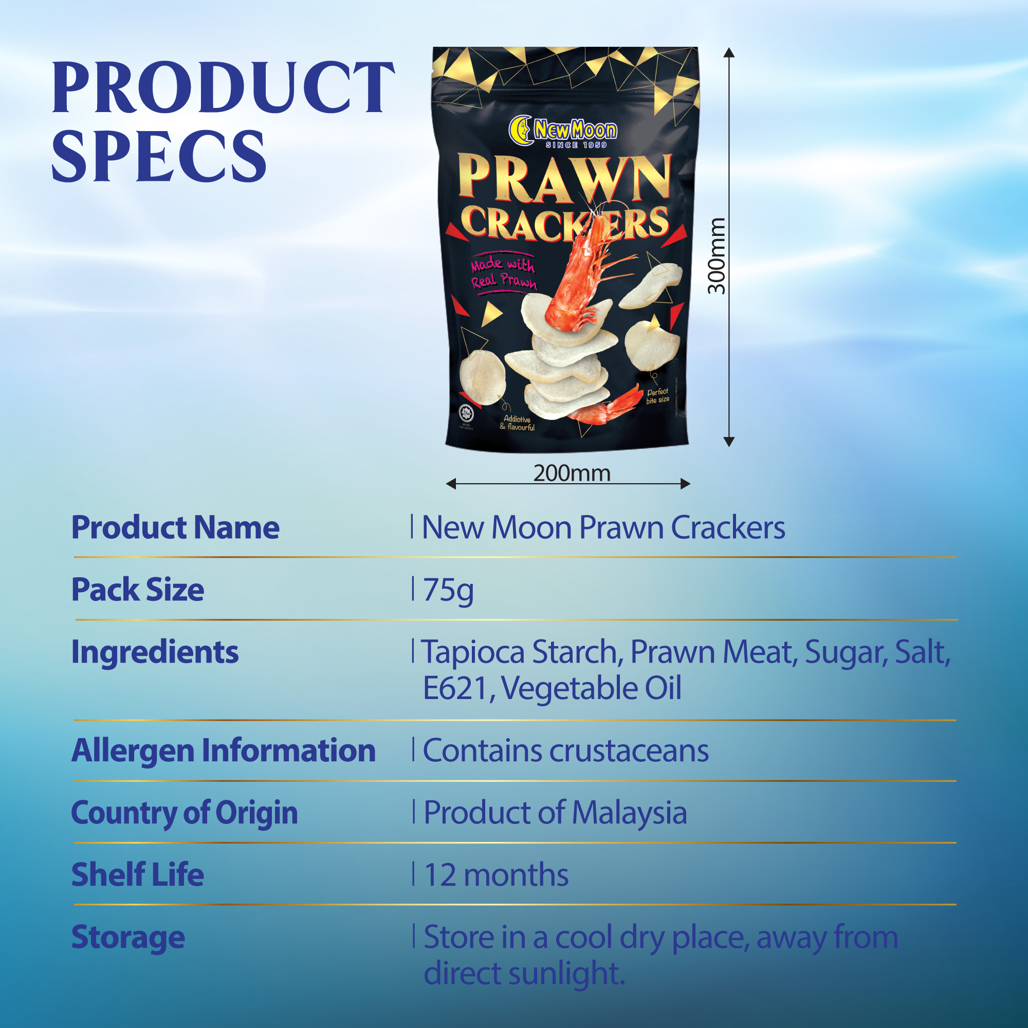 New Moon Prawn Crackers 75g - Goh Joo Hin Pte Ltd