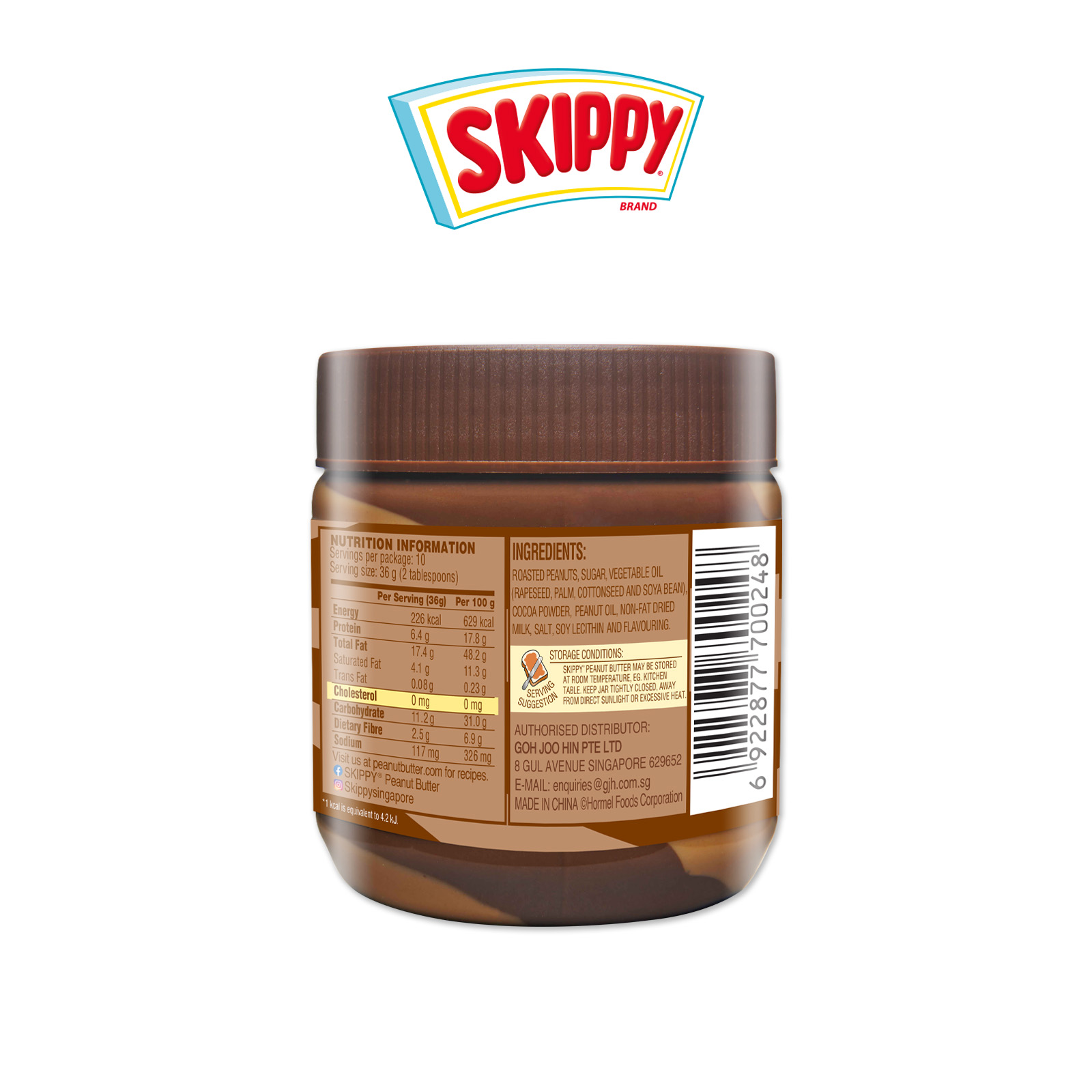 SKIPPY® Stripes 350g Chocolate Peanut Butter - Goh Joo Hin Pte Ltd