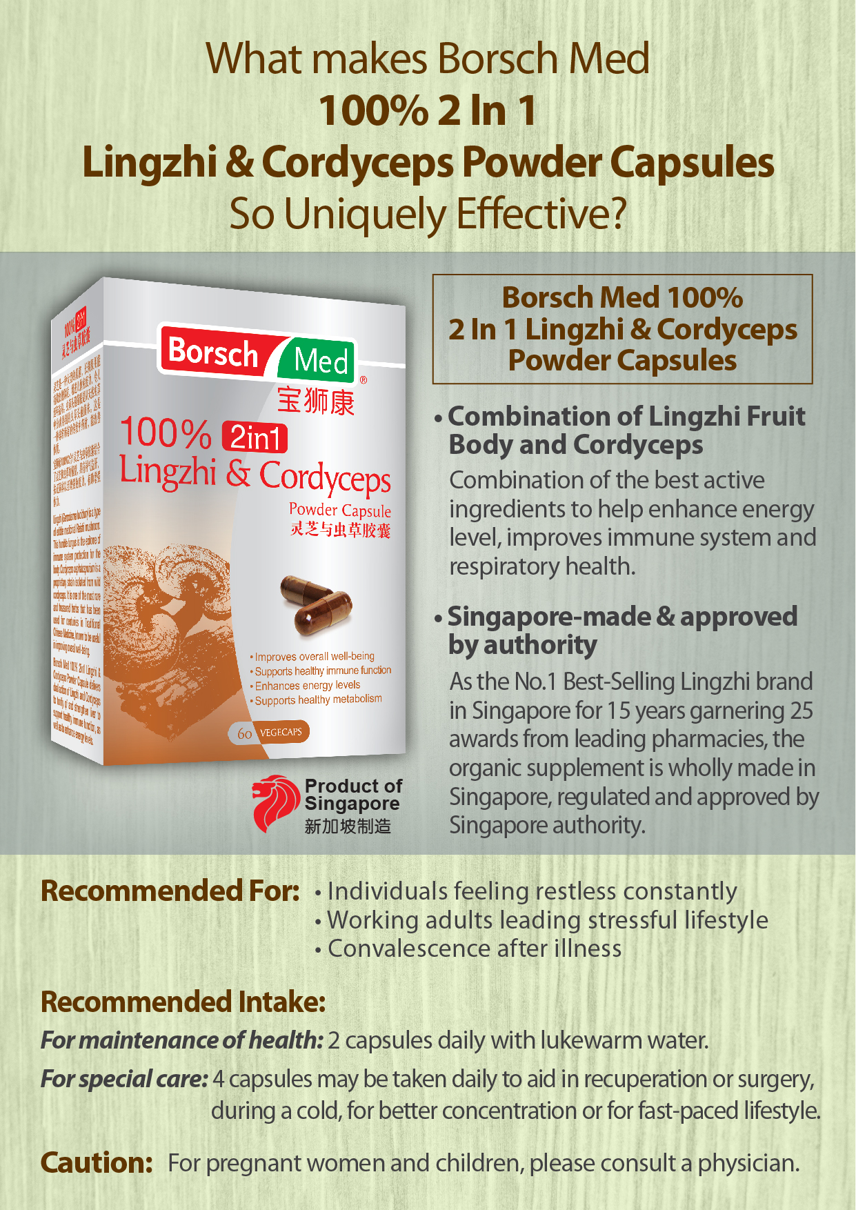 Borsch Med 100% 2in1 Lingzhi And Cordyceps Powder Capsule 500mg x 60 ...